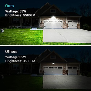 USTELLAR 55W Flood Lights Outdoor, Switch Controlled LED Flood Light Outdoor 5500LM 5000K, IP65 Waterproof Exterior Security Light,Outside Spotight for Garage Eave Yard 2 Pack (White)