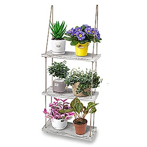 Window Plant Shelves – Window Shelf for Plants Indoor – Boho Shelves Farmhouse Bathroom Decor – Hanging Shelves Rustic Bedroom Decor – Window Plant Hanger Hanging Rope Shelf Living Room Decoration