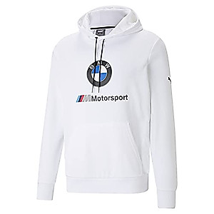 PUMA Men's Standard BMW MMS Essentials Logo Hoodie, White, Large