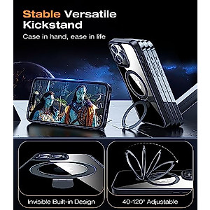 VICSEED for iPhone 14 Pro Max Case with Magsafe and Stand - 3 in 1 Clear [Non-Yellowing] [Permanent Magnetic] [Slim Yet Shockproof] for iPhone 14 Pro Max Phone Case for Men Women, Black