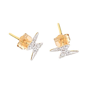Certified Diamond Stud Earrings In 14K Yellow Gold Thunderstorm Style With Natural Diamonds 0.64 Carats (H I Color, Vs2 Si1 Clarity) Fine Jewelry For Women Gifts
