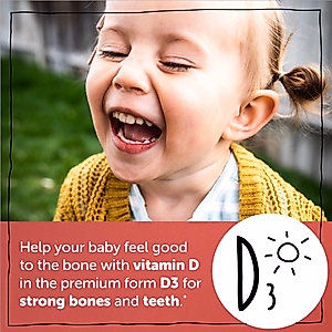 SmartyPants Baby Multi&DHA Supplement:Liquid Multivitamin with Vitamin D3, C,Vitamin B6,Biotin,Choline & Lutein, for Infants 6-24 Months,Gluten Free,Natural Fruit Flavor,30 Servings(Package May Vary)