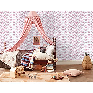 Timeet Pink Wallpaper Peel and Stick Wallpaper Modern Heart Wallpaper Contact Paper 17.7"x78.7" Self Adhesive Removable Wallpaper for Bedroom Kids Room Wall Decor