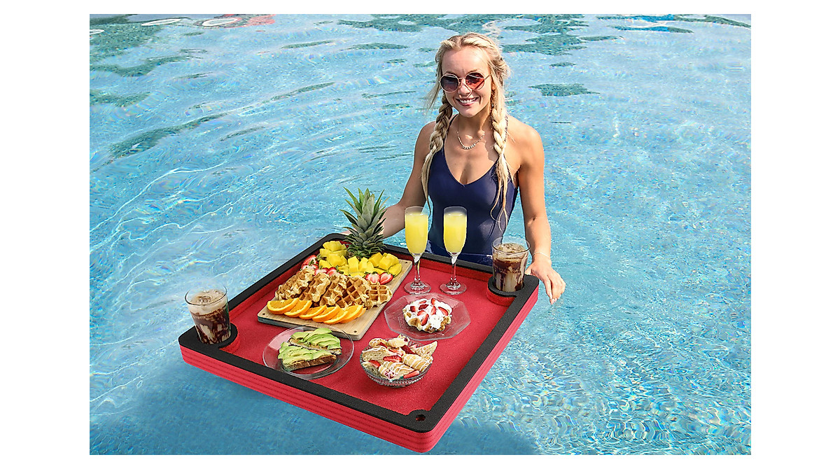 Polar Whale Floating Breakfast Table Serving Buffet Red and Black Tray ...