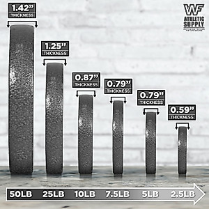 WF Athletic Supply Cast Iron 1-Inch Standard Grip Plate for Strength Training, Muscle Toning, Weight Loss & Crossfit - Multiple Choices Available