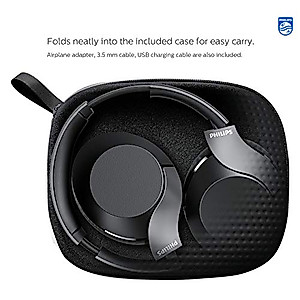 Philips PH805 Active Noise Canceling (ANC) Over Ear Wireless Bluetooth Performance Headphones w/Hi-Res Audio, Comfort Fit and 30 Hours of Playtime (TAPH805BK) (Renewed)