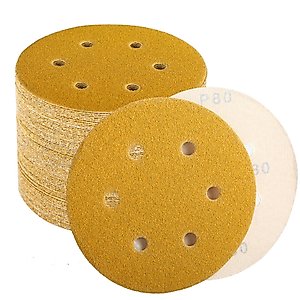 Keeimp 6 Inch Sanding Discs Hook and Loop, 80 120 220 320 400 Grit Sandpaper Disc for Orbital Sander, Professional for Automotive and Woodworking, 100 Pack(20 Pack for Each Grit)