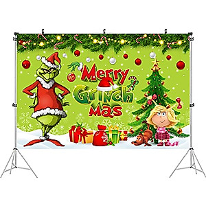 Merry Christmas Party Decorations, 5x3 Ft Christmas Backdrop for Kid Party Supplies Happy Birthday Banner Cartoon Theme Party Decorations Photography Background