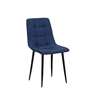 NORDICANA Navy Blue Velvet Dinner Chairs Set of 4, Modern Armless Biscuit Tufted Dining Side Chairs with Metal Legs for Kitchen Living Room Vanity