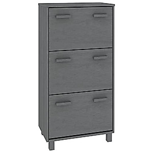 FAMIROSA 3 Flip Drawers Shoe Cabinet Solid Wood Pine, Wooden Freestanding Shoe Rack, Shoe Storage Cabinet for Entryway, Living Room, and Corridor 23.4"x13.8"x46.1" Dark Gray,Weight - 45.76 lbs