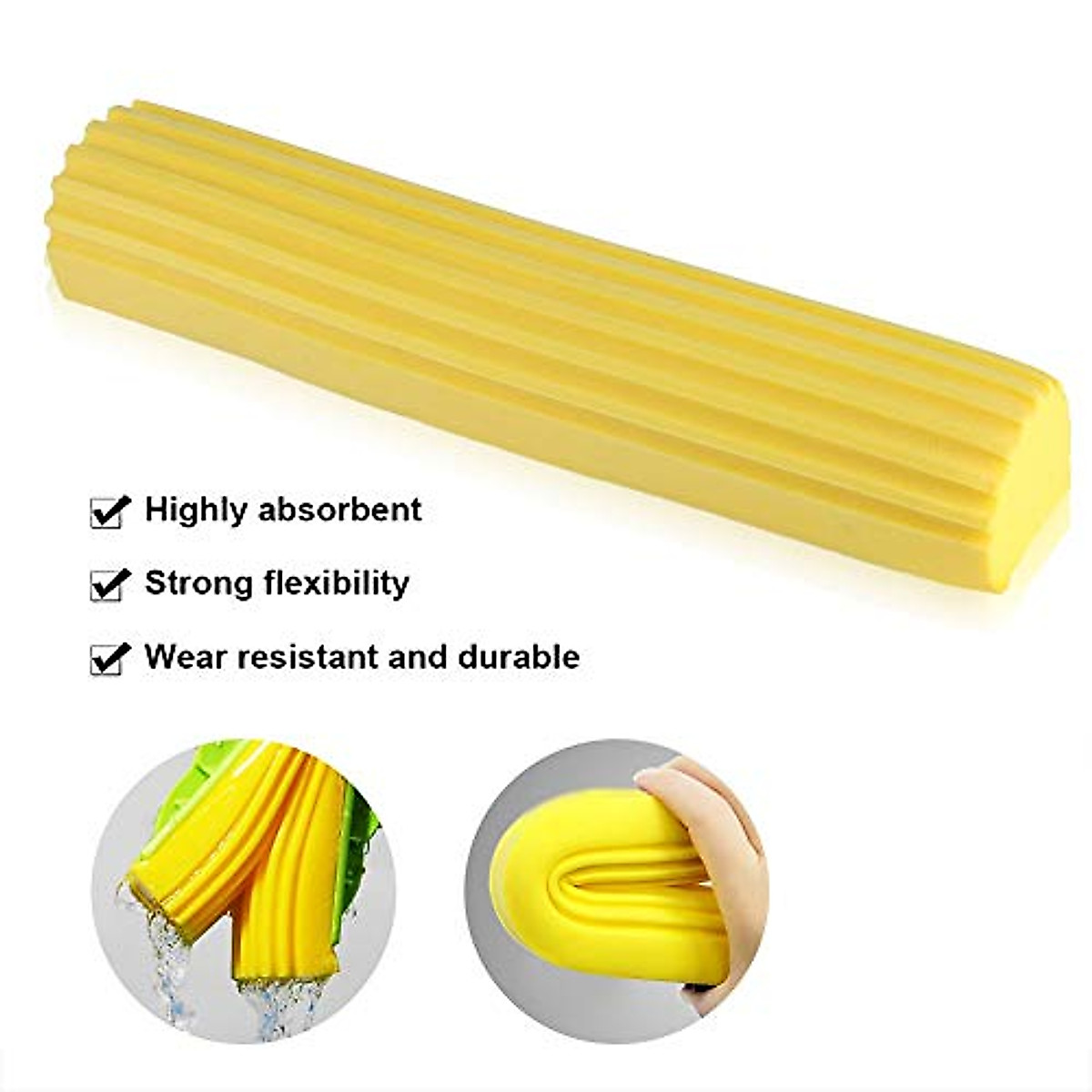 PVA Sponge Roller Mop Head Refills, Sponge Mop Head Replacement Super Absorbent Roller Mop Refill Sponge Mop Head Refill PVA Foam Professional Mop Head for Home Cleaning Tool, Yellow, Set of 2