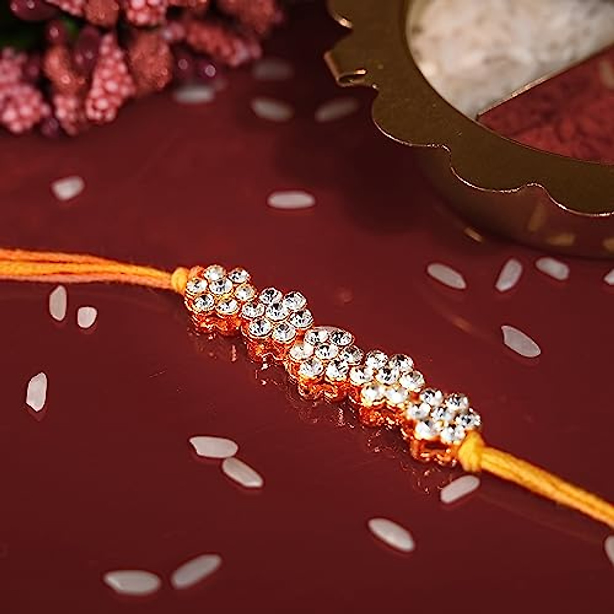Tarini Gallery Rakhi for Brother Bhai Bhaiya Bhatija Raksha Bandhan gift Rakhi Thread Rakhi with Roli Chawal and Greeting card gift pack(Brass Kalkavati)