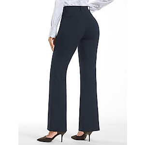 Stelle Women 28"/30"/ 32" Bootcut Dress Pants Business Casual Work Pants with Pockets Pull On Regular Slacks for Office (30" Navy, Medium)