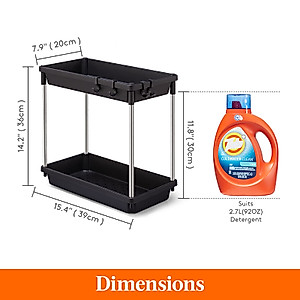 Lifewit Under Sink Organizer, 2 Tier Shelf Rack with 4 Hooks for Bathroom Cabinet Kitchen Countertop Office Holder Storage, Multi-purpose Baskets Holder for Space Saving, Easy Assembly, Black