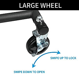 Fishat Freestanding Heavy Duty Metal Clothing Garment Rack Hanging Clothes on Lockable Wheels Mobile for Coats Dresses, Dorm Bedroom Home Balcony, Rolling Organizer Simple Standard Rod Portable, Black