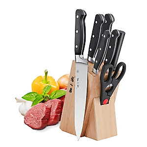 ZHANG XIAO QUAN Chinese Cleaver Chef Knife Kitchen Meat Cleaver - 9" Stainless Steel Chopping Knife for Meat Cutting - Safe Non-stick Coating Blade - Full Tang Anti-Slip Pear Wooden Handle