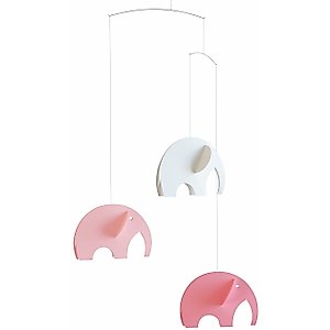 Elephant Pink Hanging Nursery Mobile - 24 Inches - High Quality Plastic - Handmade in Denmark by Flensted