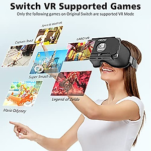 Switch VR Headset Compatible with Nintendo Switch & OLED, Upgraded with Adjustable HD Lenses, Virtual Reality Glasses for Original Nintendo Switch & Switch OLED Model, Switch VR Kit, Switch 3D Goggles