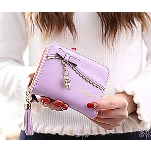 UTO Wallet for Girls PU Leather Card Holder Organizer Women Small Cute Coin Purse Light Purple