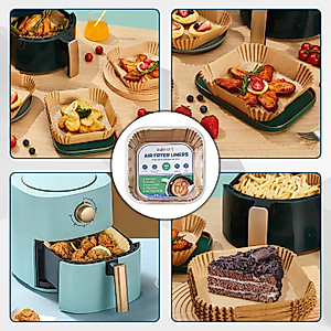 Culimart Premium Air Fryer Liners Disposable Paper Square 100 PCS Non-Stick Airfryer Parchment Sheets, Oil-Proof, Waterproof,fits 5 6 7 8 9 QT Basket Accessories Microwave Oven Liners