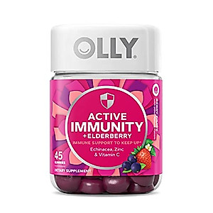 Olly Gummy Active Immunity+Elderberry, 45 Gummies (1 Pack), Berry Flavor