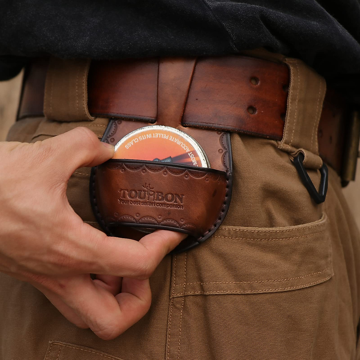 Tourbon Leather Snuff Dip Can Holder Chew Tobacco Cigarette Case Pouch Hammer Tool Holster for Belt