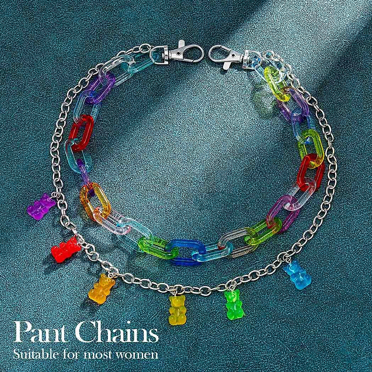 GENBREE Hip Hop Pants Chain Punk Colorful Jean Chains Layered Hipster Cool Trouser Chain Wallet Chain Waist Jewelry for Women and Girls