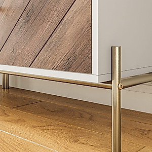 BELLEZE Set of 2 Sideboard Buffet Cabinet with Doors & Adjustable Shelves, Kitchen Storage Cabinet, Modern Accent Cabinet for Entryway, Living Room, or Bedroom, Storage Credenza - Harper (Rustic Oak)