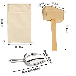 Professional Lewis Bags and Ice Mallet Set - Reusable Canvas Crushed Ice Crushing Bags with Wooden Mallet for Bartender Kit & Bar Tools Kitchen Accessory