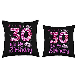 Happy 30 Years Old Men Women Birthday Tee Vintage Happy 30 Crown Lips 30th Birthday Throw Pillow, 16x16, Multicolor