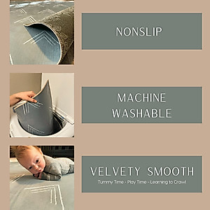 The Happy Hippo Baby Nursery Rug Decor, Safe, Stylish, and Washable Tummy Time Playmat for Bedroom or Living Room Floor, Boho Rainbow Design for Toddler or Kids Playroom, 41 x 57 Inches