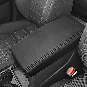 INTGET for 2025 2024 2023 Honda CRV Center Console Cover Leather Middle Armrest Cover Center Console Lid Protector for Honda CRV 2025 Accessories (Black Leather Console Cover)
