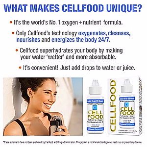 Cellfood Liquid Concentrate, 1 fl oz - Oxygen + Nutrient Supplement - Supports Immune System, Energy, Endurance, Hydration & Overall Health - Gluten Free, Cert. Kosher - Makes Over 22 Quarts