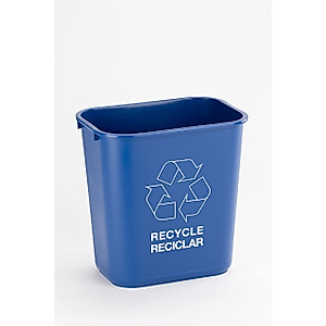 CFS 342928REC14 Plastic Recycle Deskside Wastebasket, 28 Quart, Blue