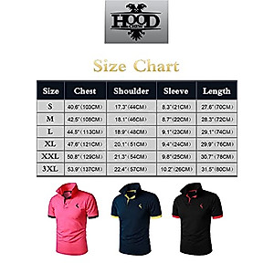 HOOD CREW Men’s Classic Polo Shirt Short Sleeve Shirts Lightweight Casual Tops Black XL