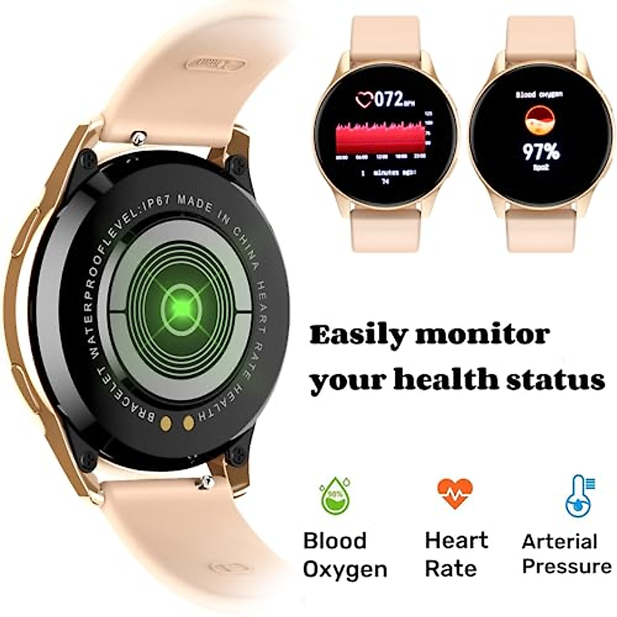 Yaahoony Smart Watch for Women, 1.24 inch Touch Screen Smartwatch DIY Watch Face Waterproof Fitness Tracker with Heart Rate, SpO2 and Sleep Monitor-Call Receive/Dial Watch Compatible with iOS/Android