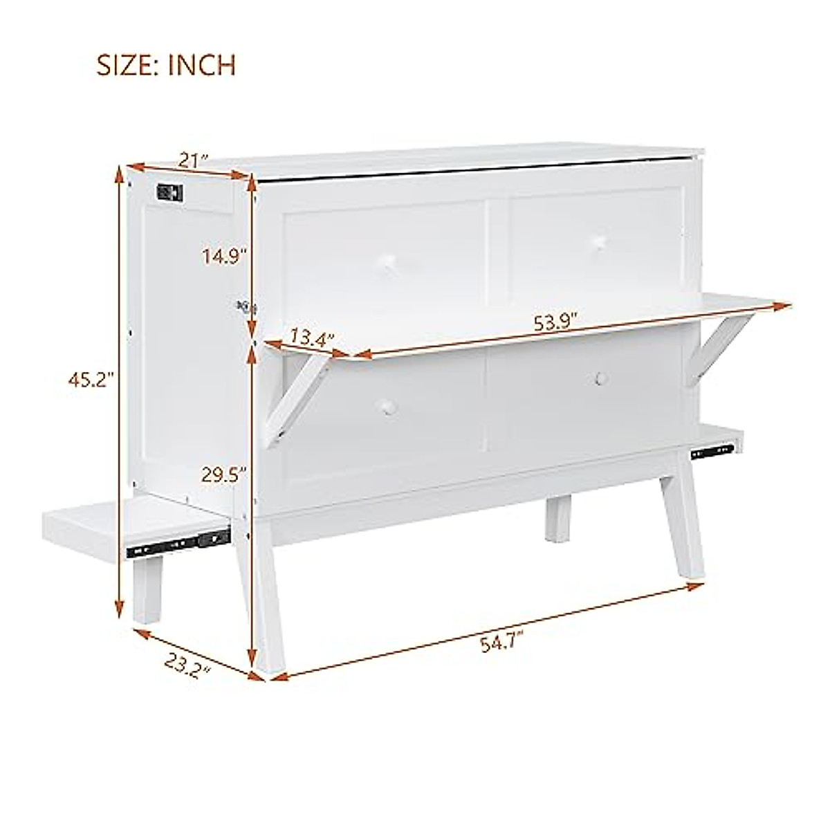 GAOWEI Full Size Murphy Bed with USB Port and Removable Shelves on Each Side, Murphy Bed Full Hidden Murphy beds Murphy Cabinet Bed (White)