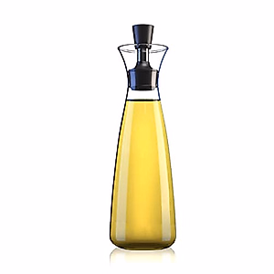 Purelite No Funnel Needed Olive Oil & Vinegar Dispenser Glass Cruet Bottle for Kitchen | Silicone Cap Keeps Oil Fresh Longer | 17 ounce cruet (Clear)
