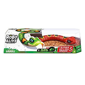 Robo Alive Slithering Snake Series 3 Red by ZURU Battery-Powered Robotic Light Up Reptile Toy That Moves (Red), Multi-Color, 7150A