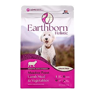 Earthborn Holistic Meadow Feast Lamb Meal & Vegetables Grain-Free Sensitive Skin & Stomach Dry Food for Adult Dogs (12.5 lb. Bag)
