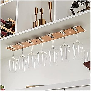 Household Wine Glass Rack, Wine Cabinet Goblet Rack, Wine Glass Rack, Wine Rack Hanging Rack (Color : Rose Gold(7 Cups))
