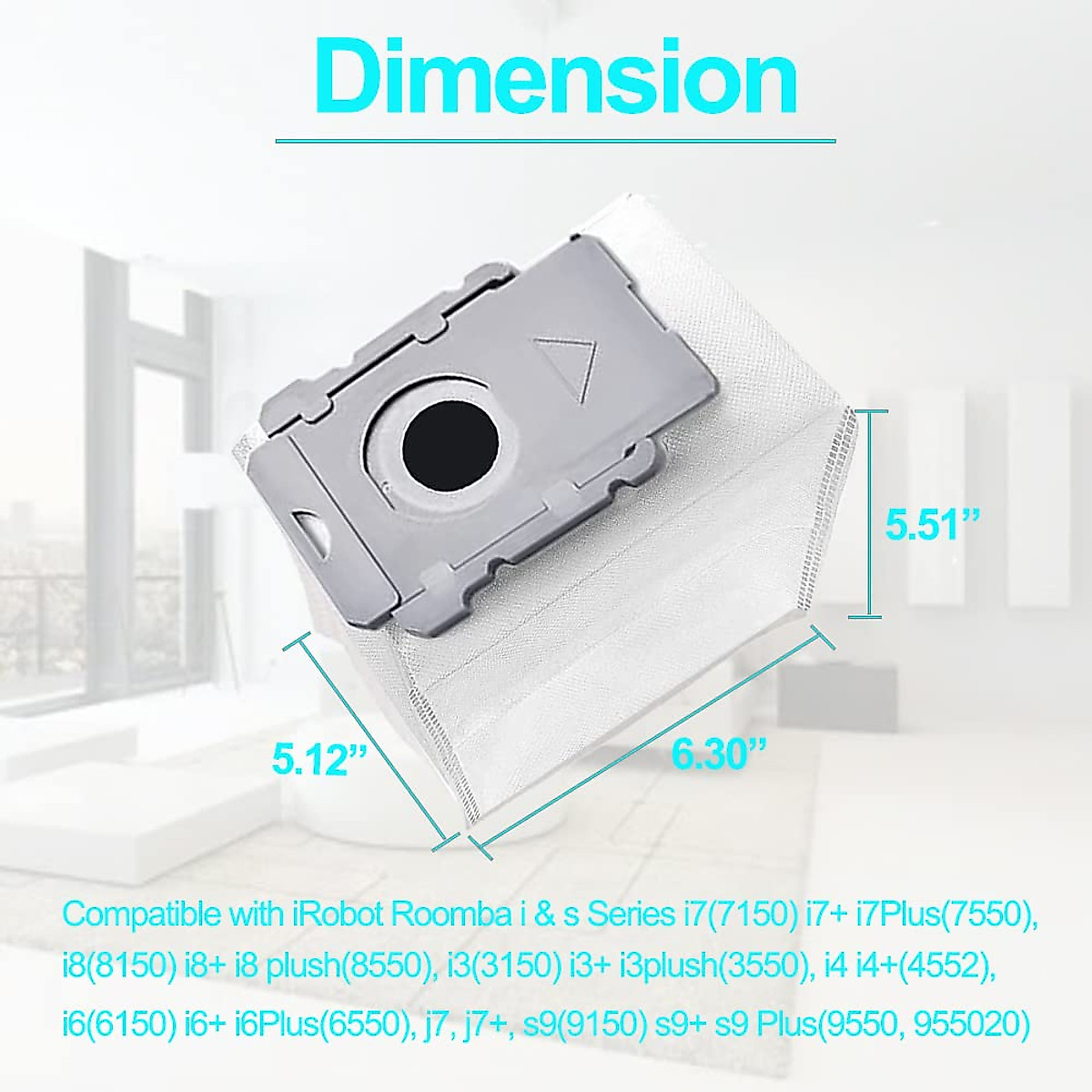 12 Packs Vacuum Bags for iRobot Roomba i3, i3+, i4, i4+, i6, i6+ i7, i7+, i7Plus, i8, i8+, j7, j7+, s9, s9+, s9Plus, i and s Series Clean Base Automatic Dirt Disposal Bags