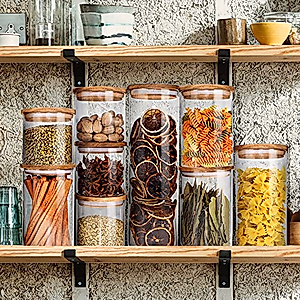 Urban Green Glass Jars with Wood Lids, Airtight Glass Canisters Sets, Glass Storage Containers, 6 Sets, Food Storage Containers, Glass Storage Jars with Lids, Glass Canisters, Panry Container Glass