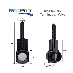 RecPro RV 3" Waste Valve | Holding Tank Termination Valve | 6-ft Release Handle