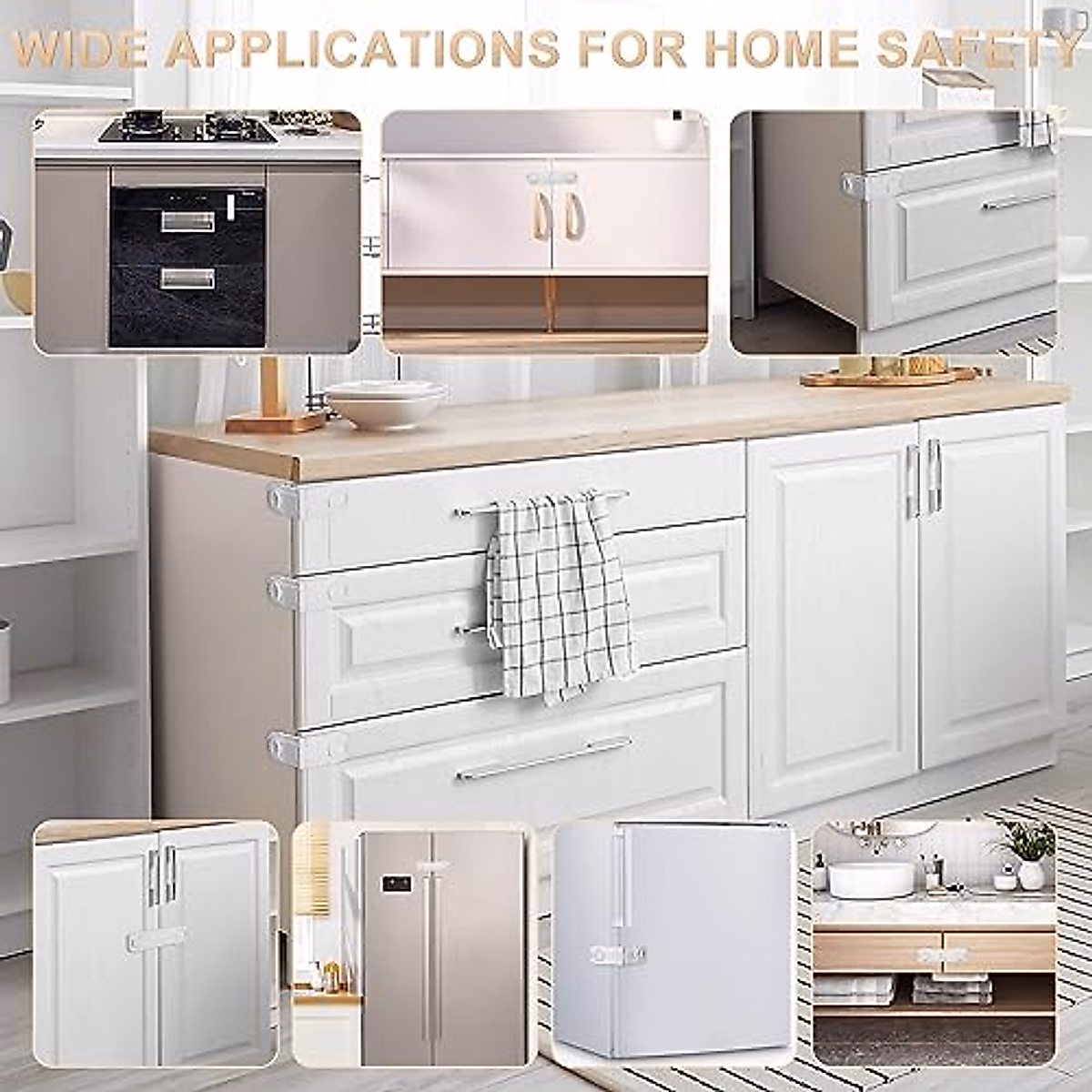 Child Proof Cabinet Locks - Keep Your Cabinets and Drawers Secure - Easy Installation - Baby Safety Locks for Cabinets