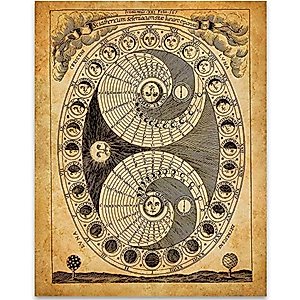 Astronomy Poster - Chart of The Phases of The Moon - 11x14 Unframed Art Print - Vintage Posters for Dark Academia, Space Poster for Astronomers and Space Exploration Enthusiasts, Astronomy Decor