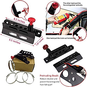 Quick Release Adjustable Aluminum Fire Extinguisher Holder Mount Bracket Compatible with for Jeep Wrangler UTV Polaris RZR Ranger Camper Van with Pillar