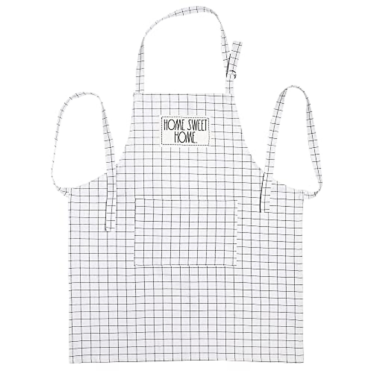 Rae Dunn Kitchen Apron for Adults, Adjustable Aprons for Cooking with Long Strap and Ties, Baking, BBQ, Machine Washable, Cotton Window Pane Apron Embroidered HOME SWEET HOME