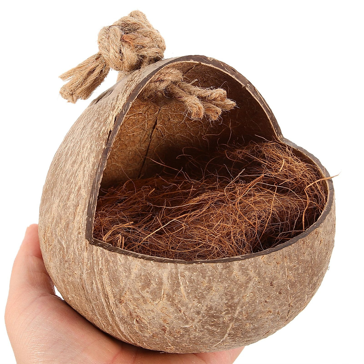 POPETPOP Coconut Shell Nest Toy Parakeet Bed Pet Bird Hanging Hut Wear-Resistant Bird Nest Bird Coconut Swing Bird Bed Bird Supply Bird Sleeping Nest Pet Parrot Sleeping Bed Long Tail House