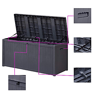 OVASTLKUY Outdoor Storage Box 120 Gallon for Patio Furniture Cushions and Gardening Tools Deck Box Organization and Storage for Garden (Grey)